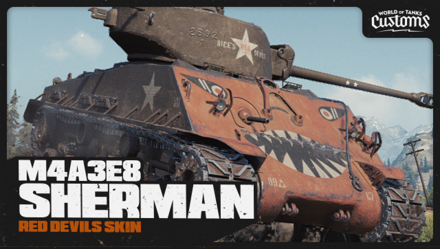 M4A3E8 Sherman Skin - Rice's Red Devils — download mods for World of ...